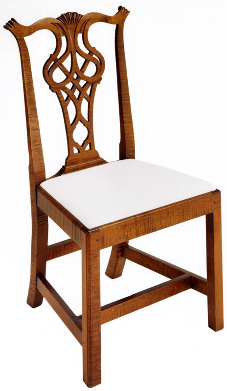 Massachusetts Chippendale Side Chair in Tiger Maple with an Old Maple ...