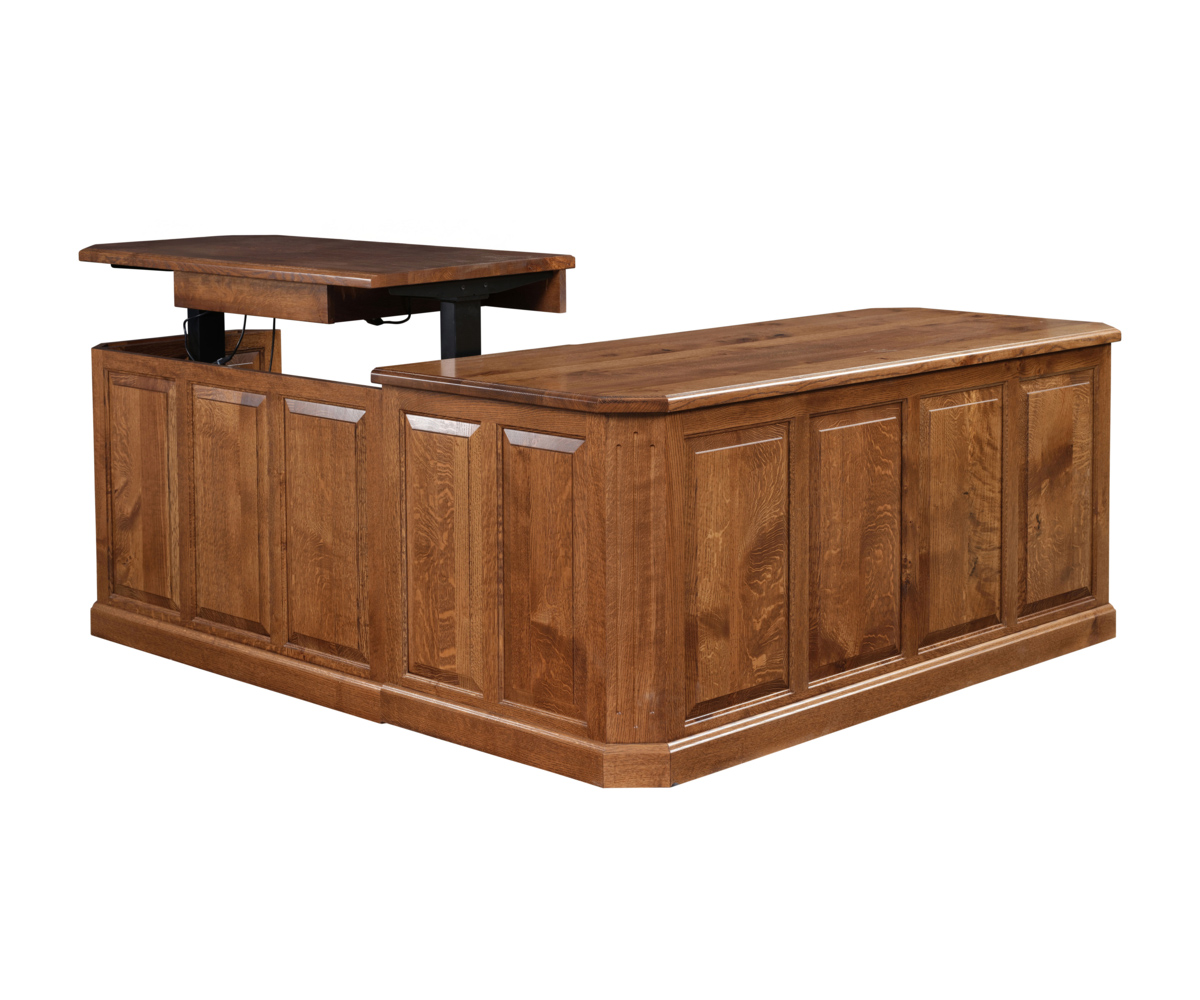 Fifth Avenue L-Desk with Adjustable Return- Ohio Hardwood Furniture